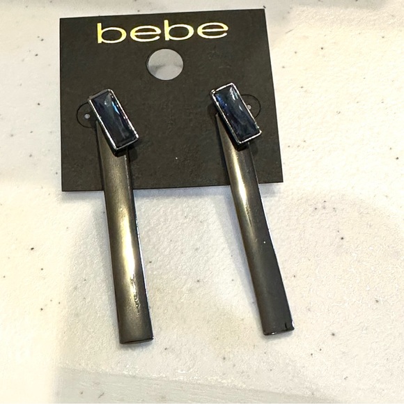 bebe | Jewelry | Nwt Bebe Convertible Earrings Gunmetal W Blue Crystal ...